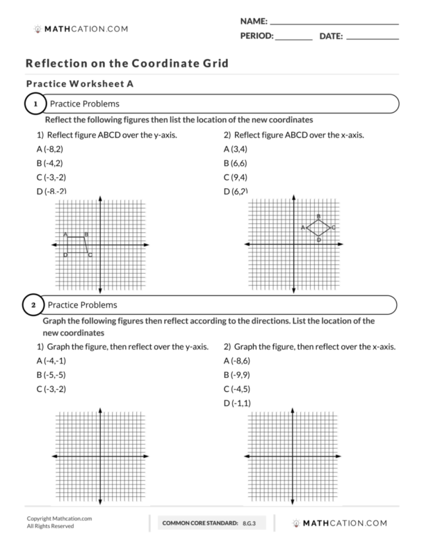 Reflection In Math Definition, Examples, And Worksheet