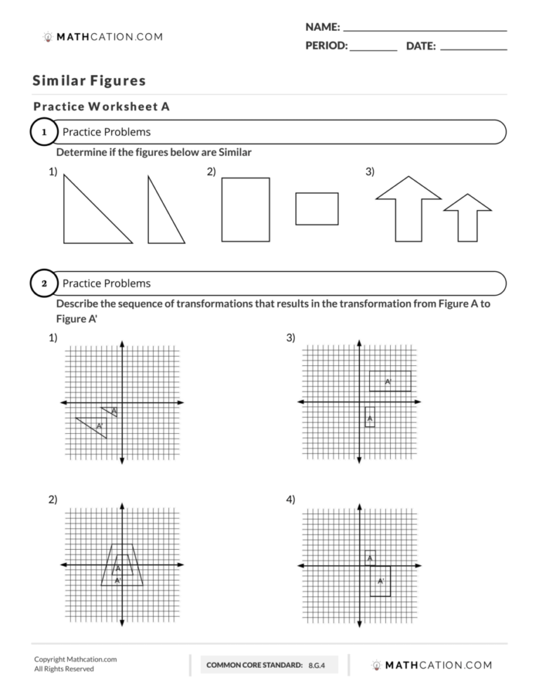 Similar Figures Worksheet, Examples, And Definition