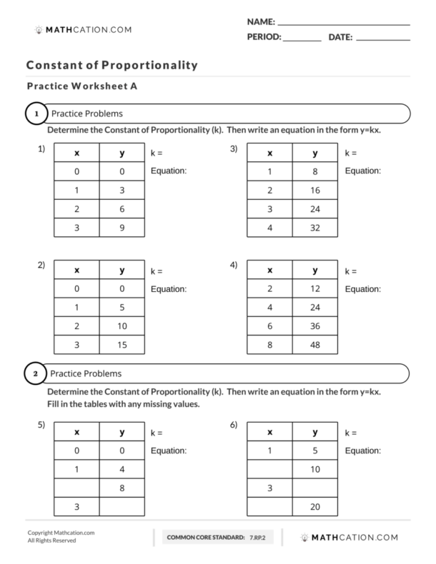 How To Find The Constant Of Proportionality Definition Examples And Worksheets
