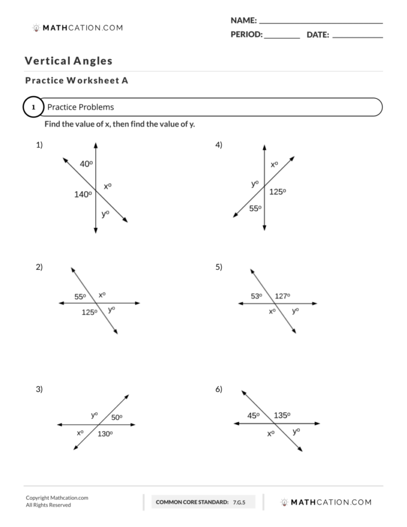 What Are Vertical Angles: Definition, Examples, Worksheets