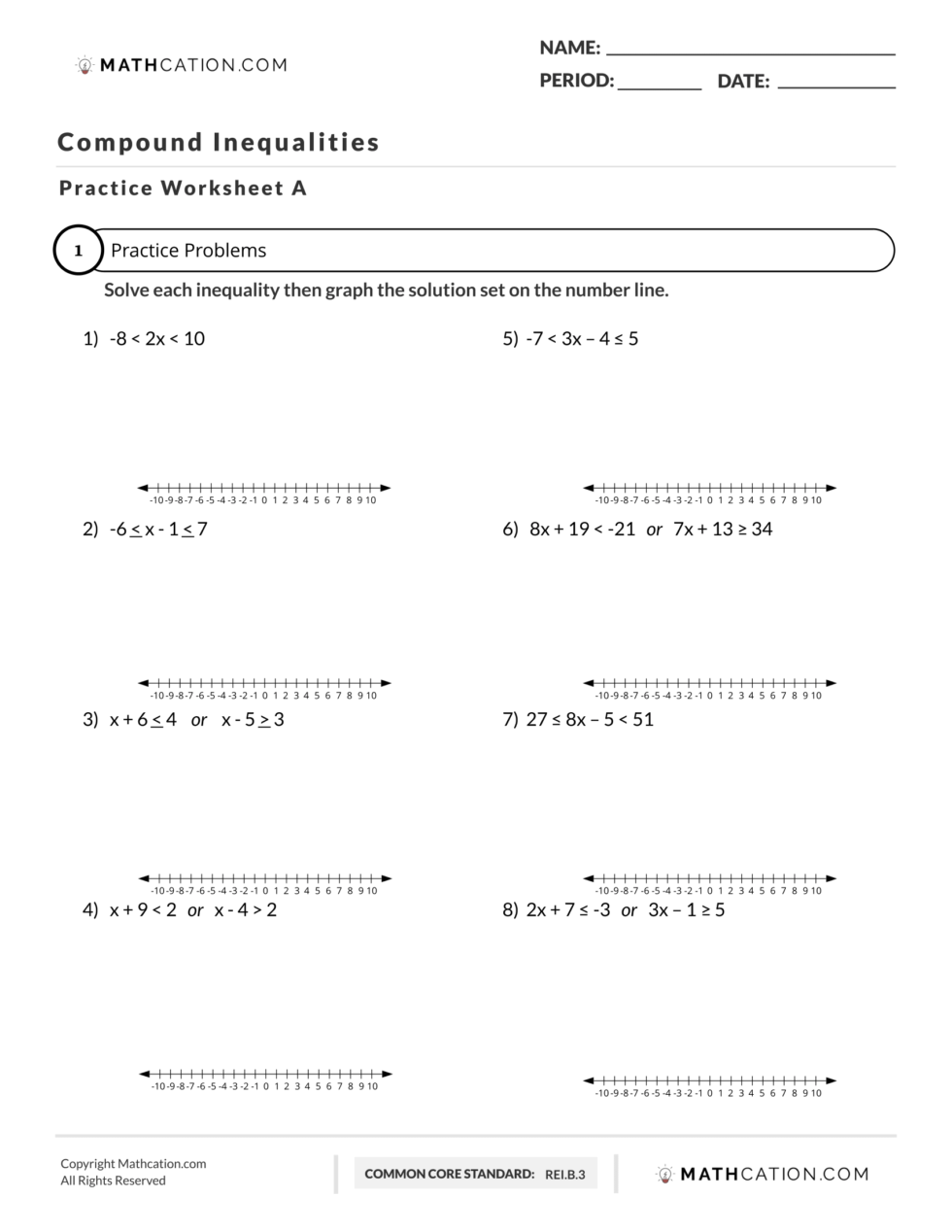 Solving Compound Inequalities Worksheet, Definition, And Examples